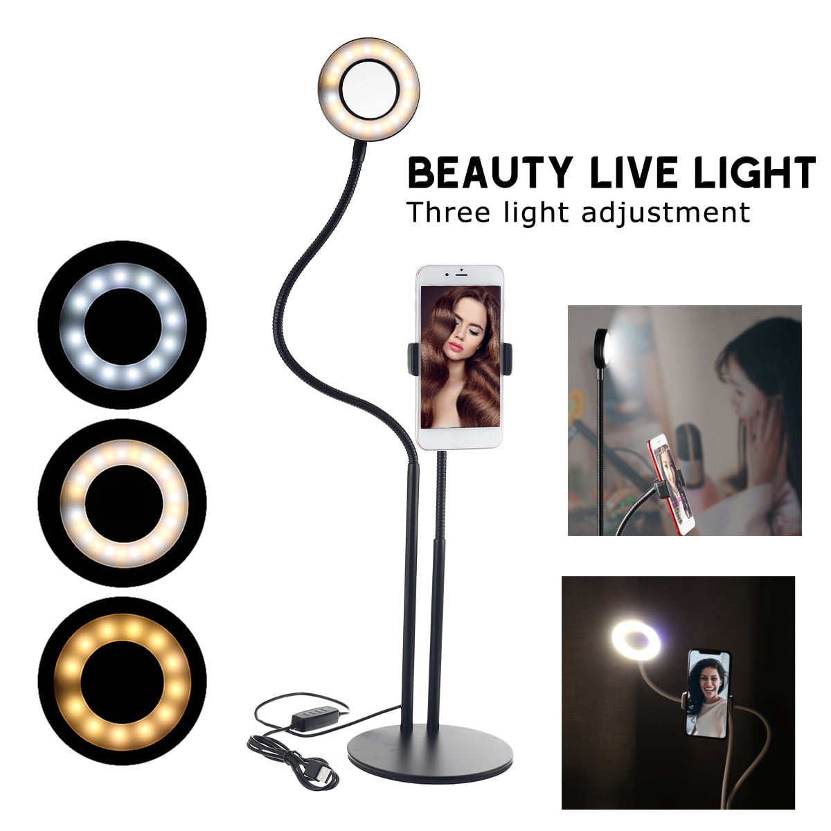 Led Selfie Ring Light With Stand And Phone Holder Mini Camera Ring