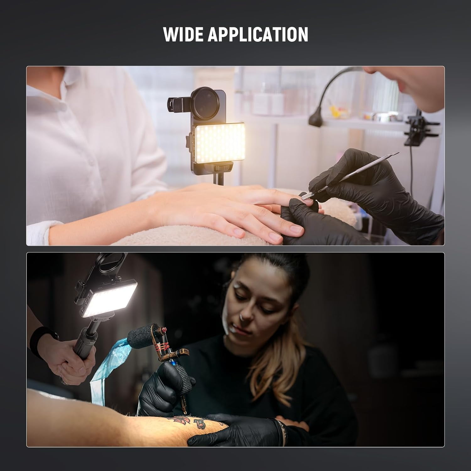 LED Selfie & Tattoo Light for , Clip On CPL Filter, Phone Holder, Fill ...