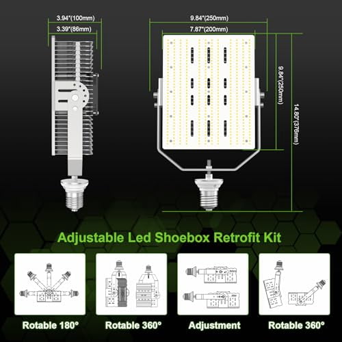 LED Shoebox Retrofit Kit 300W 43500LM E39 Mogul Base ETL DLC Listed ...