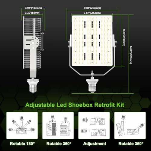 LED Shoebox Retrofit Kit 300W 43500LM E39 Mogul Base ETL DLC Listed 5000K LED Retrofit Light for ...