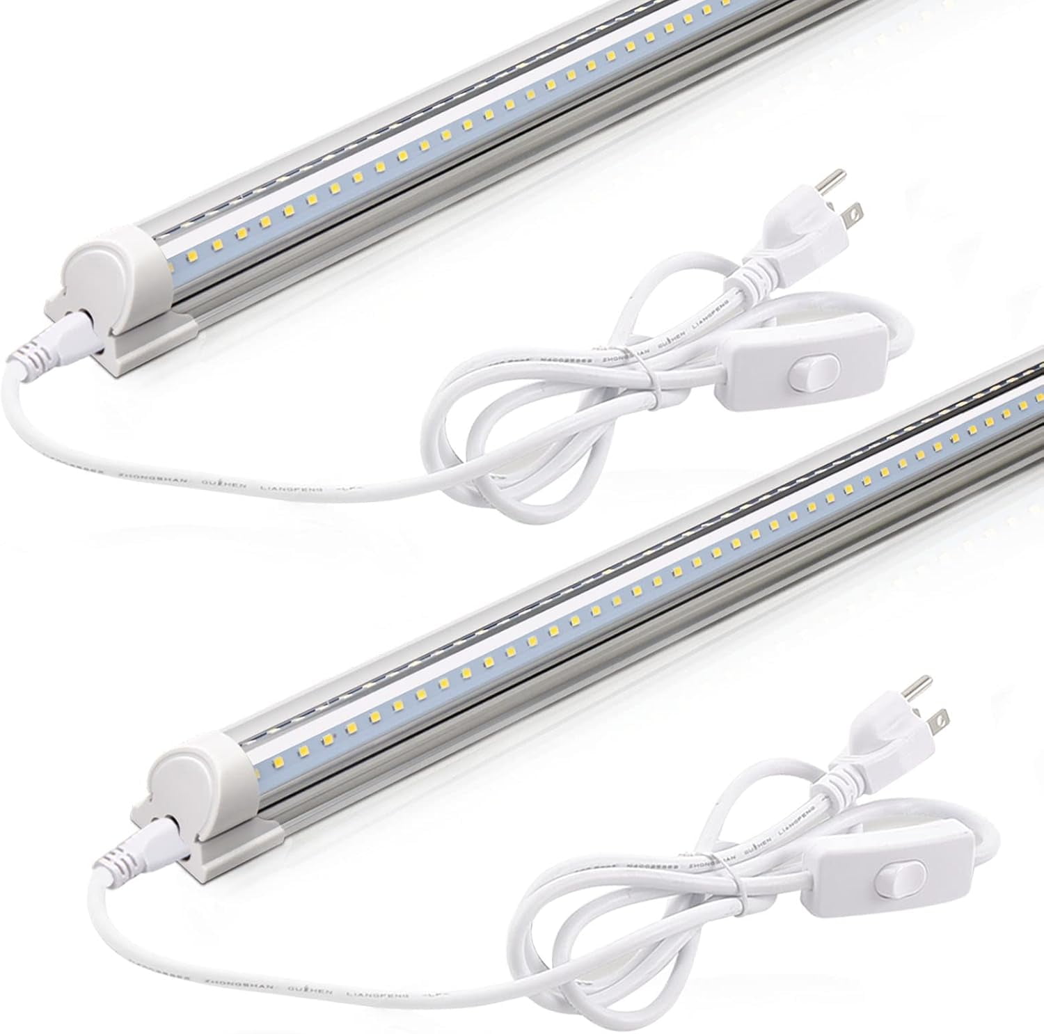 LED Shop Light 2FT, 20W 3000LM 6500K, T8 Fixture, Clear Cover, Ceiling and Utility Linkable Tube ...