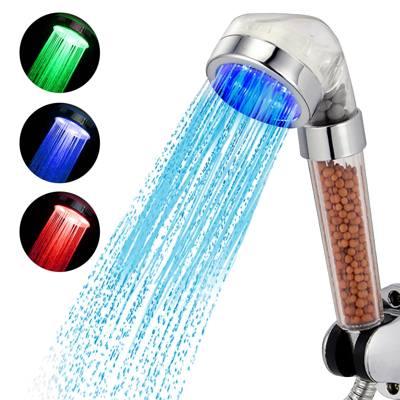 LED Shower Head, TSV Handheld Showerhead Triple Filtration Water-Saving ...