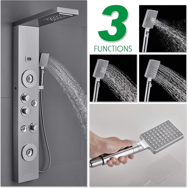 LED Shower Panel Tower System, Rainfall Waterfall Shower Column ...