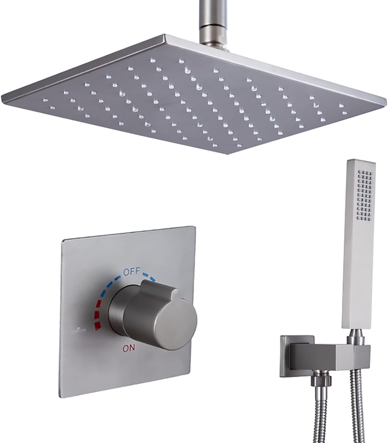 LED Shower System, Shower Faucet Set 12*8 Inches Rain Shower Combo Set ...