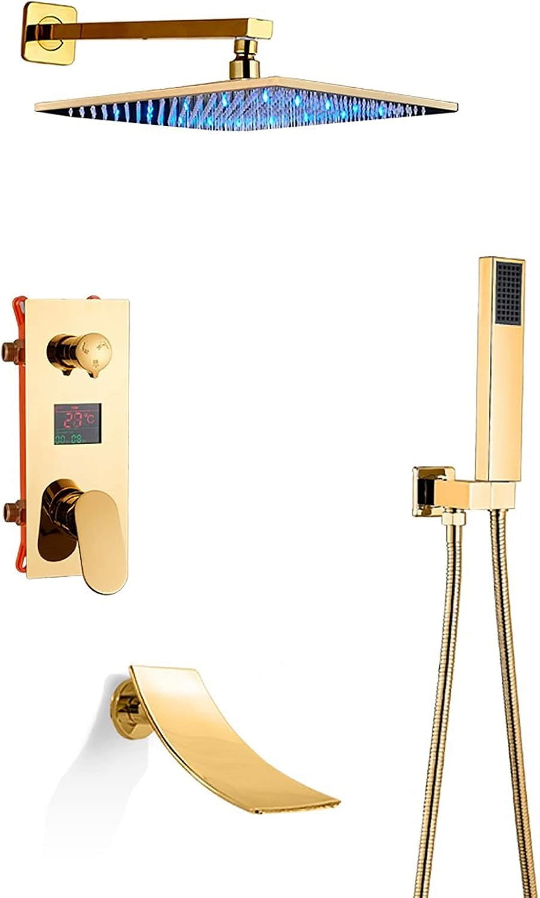 LED Shower System with Tub Spout Concealed Shower Faucet with Handheld ...