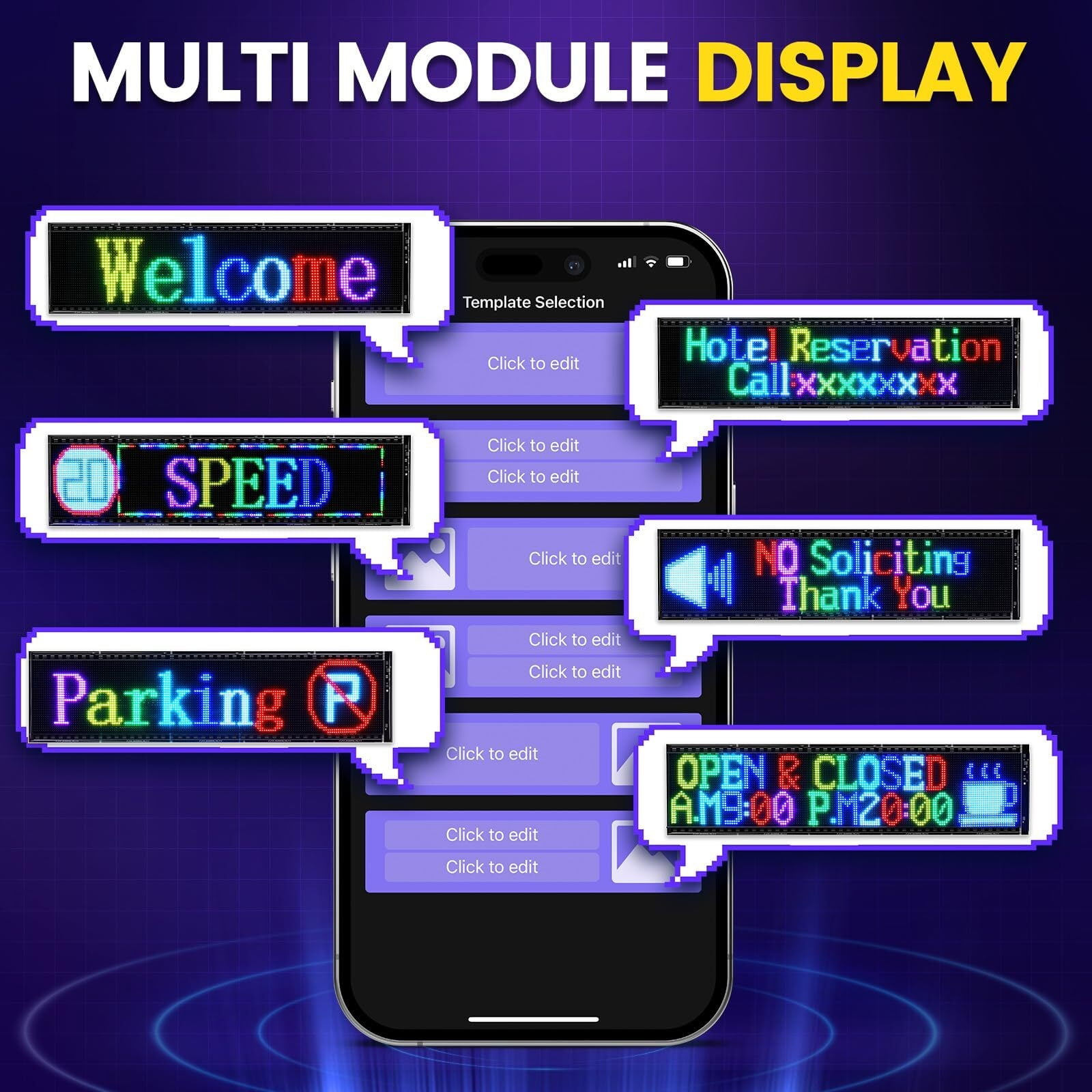 LED Sign for Business Programmable FPCB Flexible Matrix Panel Animation Text Message Scrolling ...