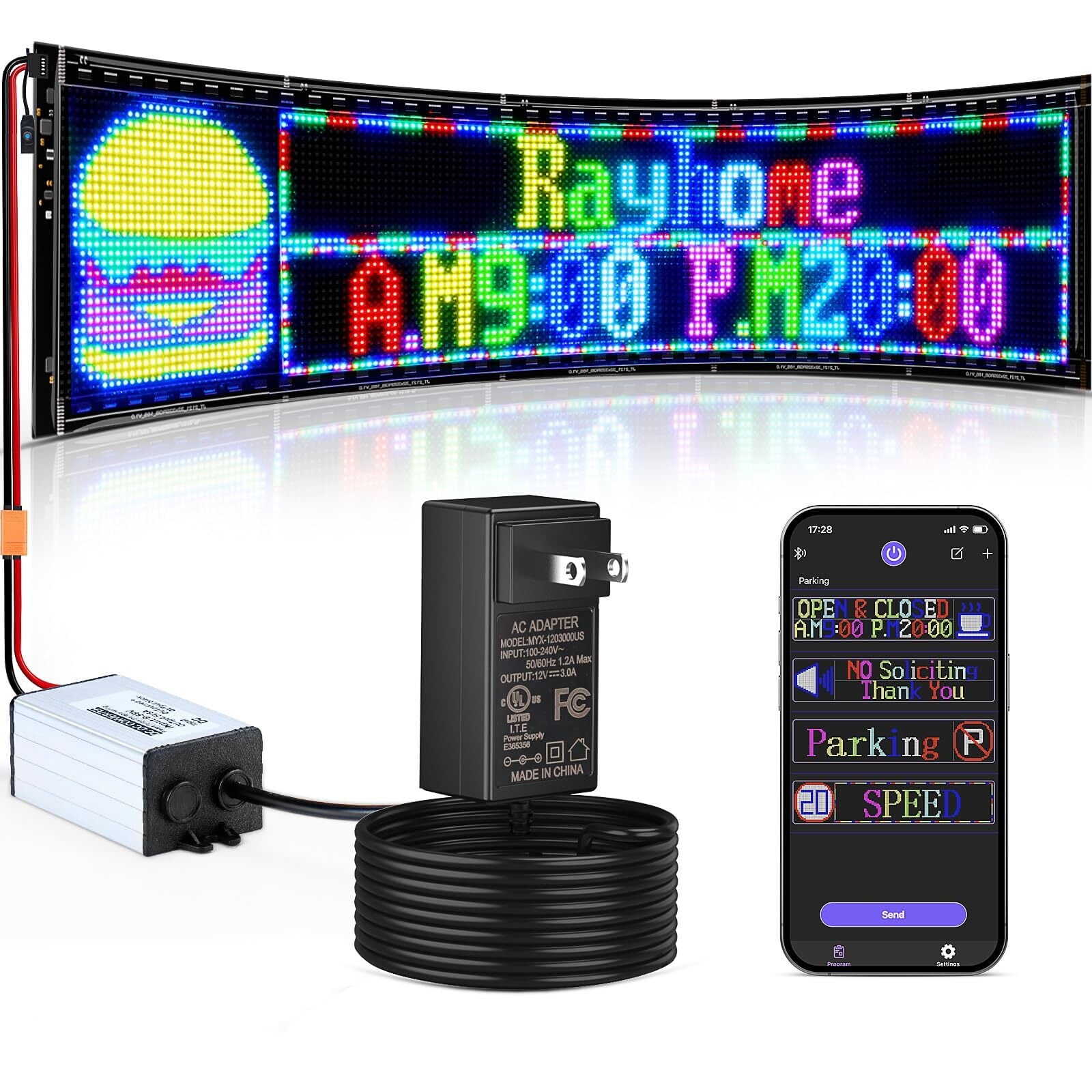 LED Sign for Car, 7''x3''Flexible LED Matrix Panel USB 5V Bluetooth ...