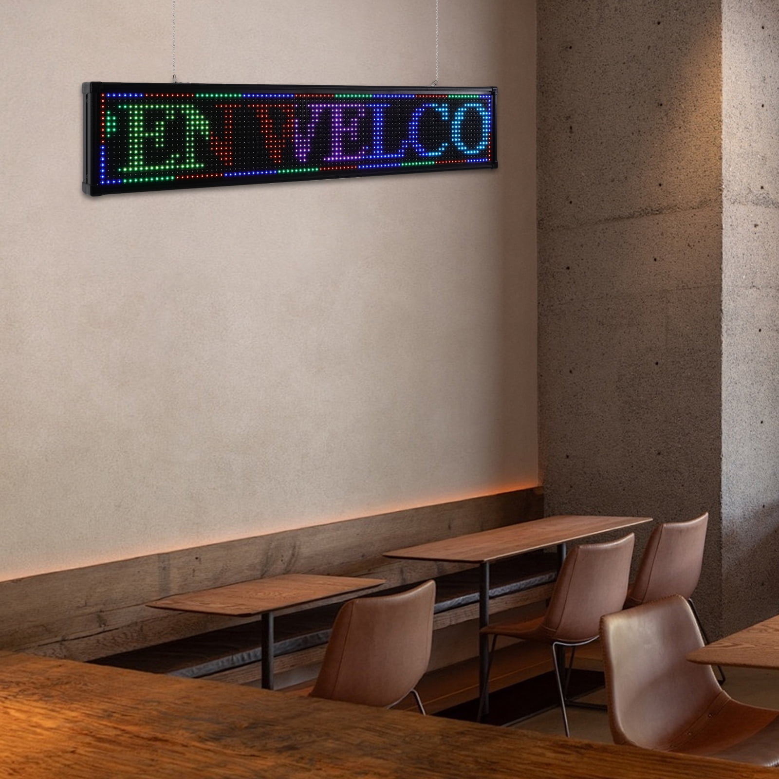 LED Sign Scrolling Message Display Board RGB 7-Colors Programmable ...