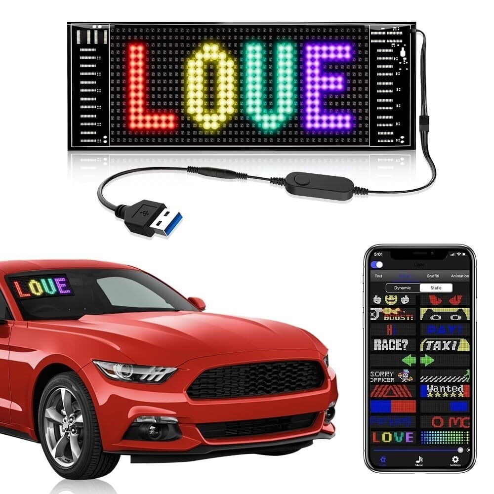 LED Sign for Cars, Shop, Office, USB 5V Flexible LED Screen Display DIY ...