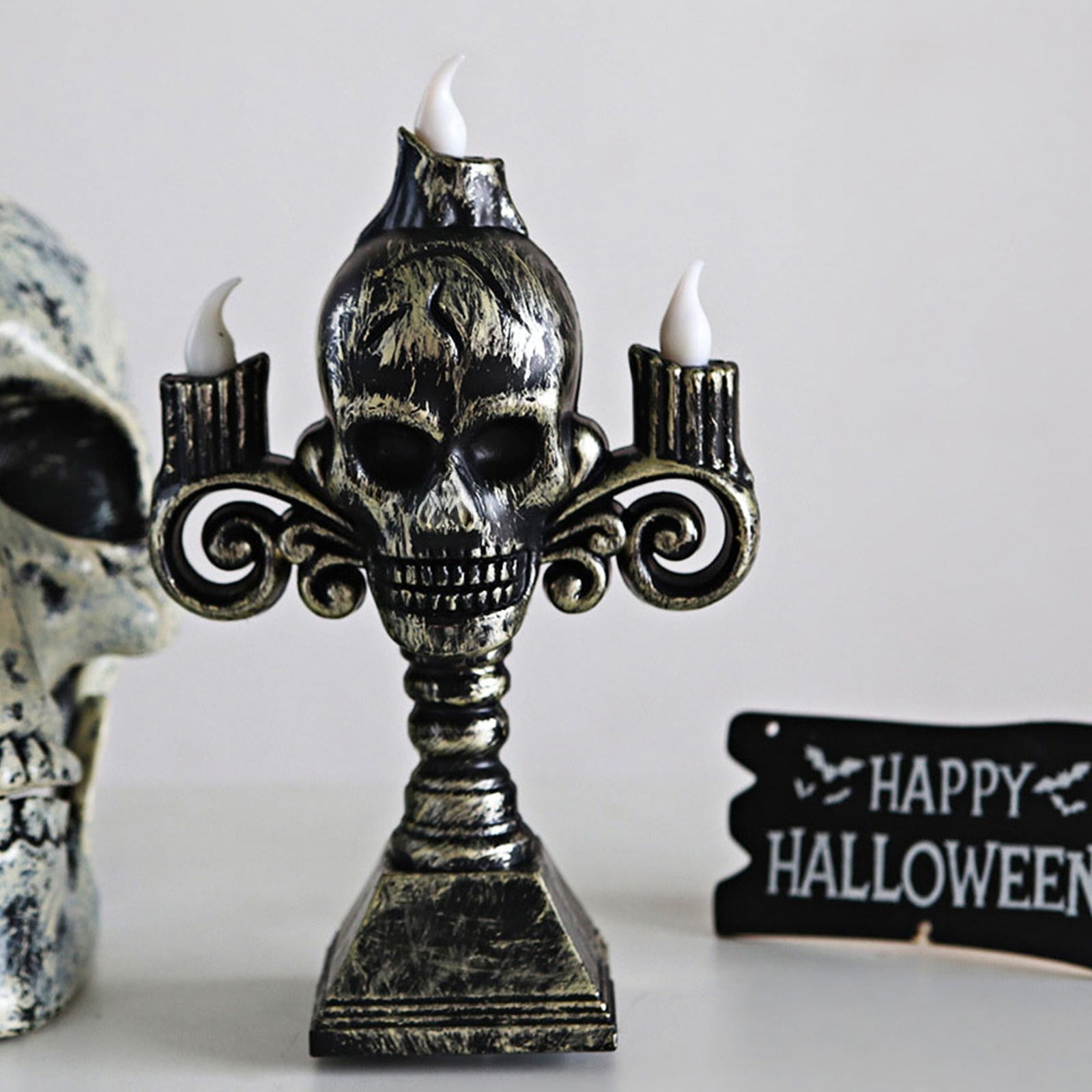 LED Skeleton Hand Lantern - Battery Operated Glowing Candle Lamp ...
