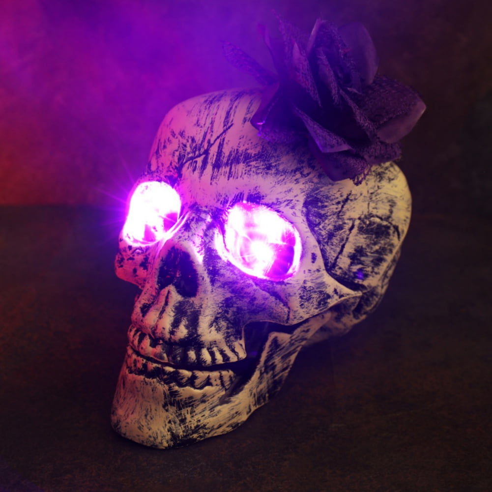 LED Skull Statue Light Life Size Human Skull with LED Light Up Eyes ...