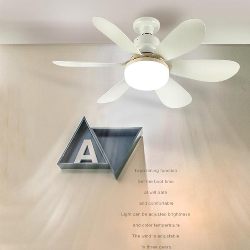 LED Small Ceiling Fan Lights Mute Strong Wind Dimming Speed E27 Screw ...