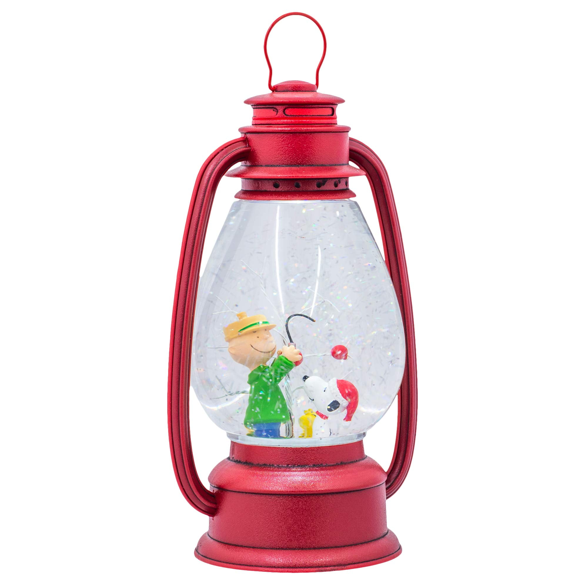 "Peanuts 11"" LED Snoopy Swirl Lantern, Red and Green Xmas Tree ...