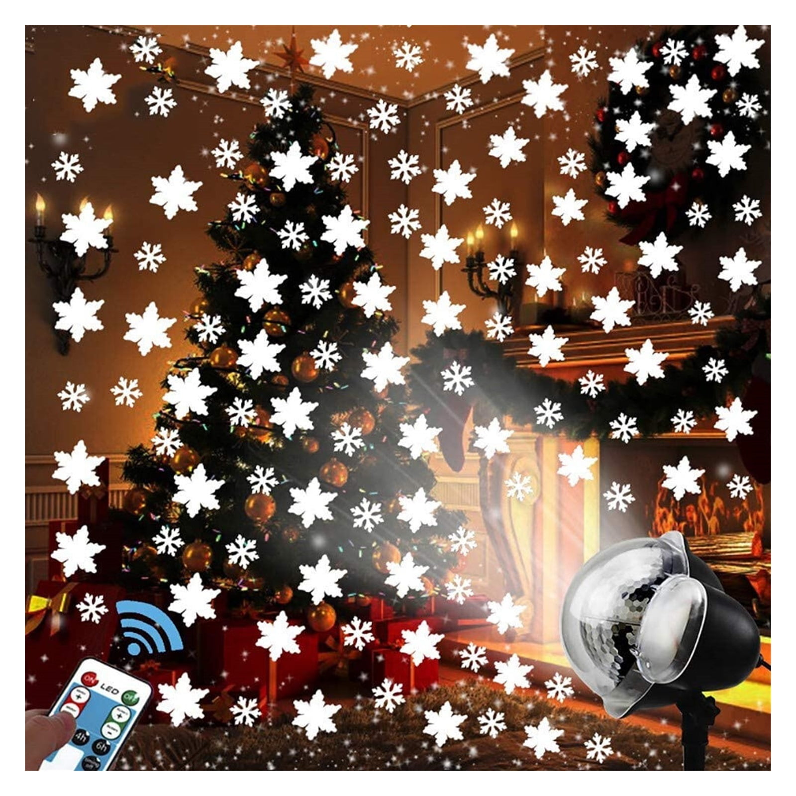 LED Snowfall Projector Moving Snowflake Disco Light Waterproof ...