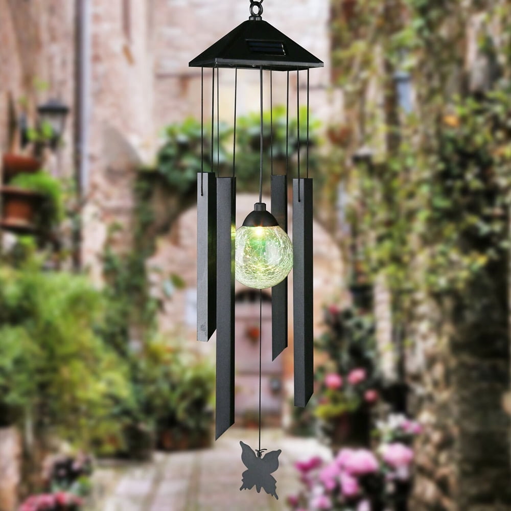 LED Solar Butterfly Wind Chime Color Changing Hanging Wind Chime Light ...