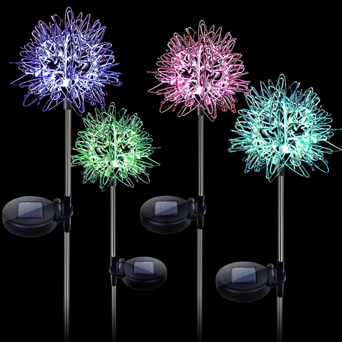 LED Solar Dandelion Ground Light, Outdoor Waterproof Solar Powered ...