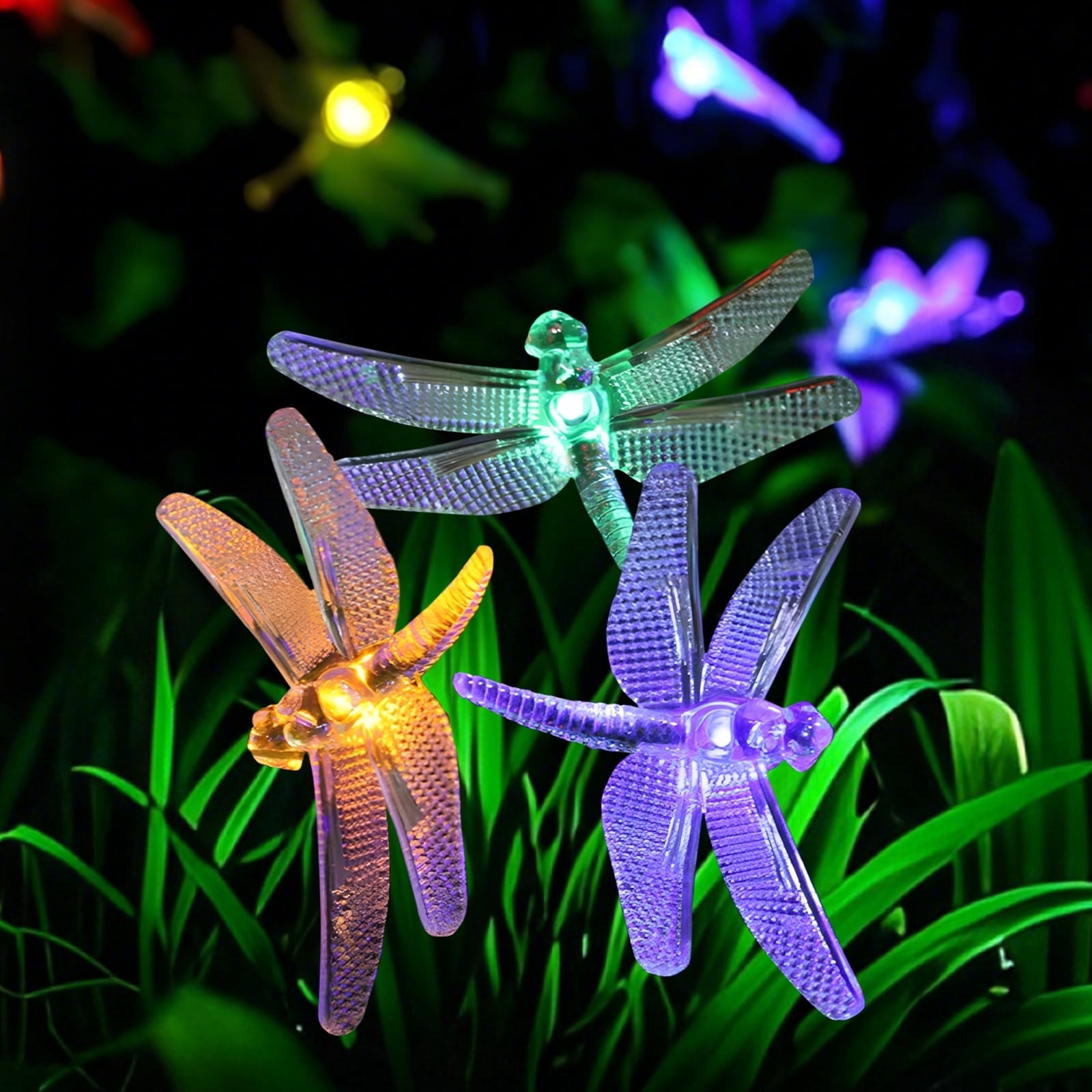 Solar Dragonfly String Lights - 100 LED 40ft Waterproof Outdoor Fairy ...