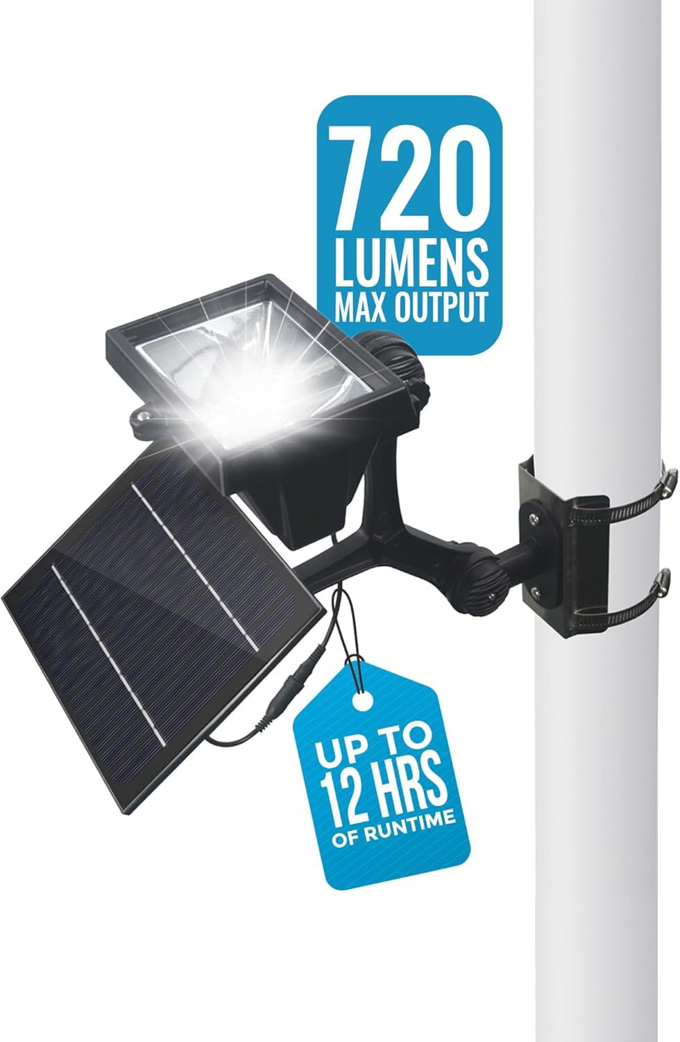 LED Solar Flag Pole Lights, Adjustable Clamp Fits 2" to 6" Flag Poles ...