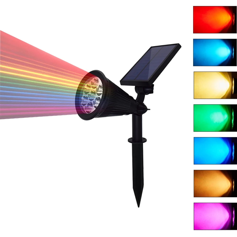 LED Solar Garden Light Spotlight - Color-changing Outdoor Yard Light ...