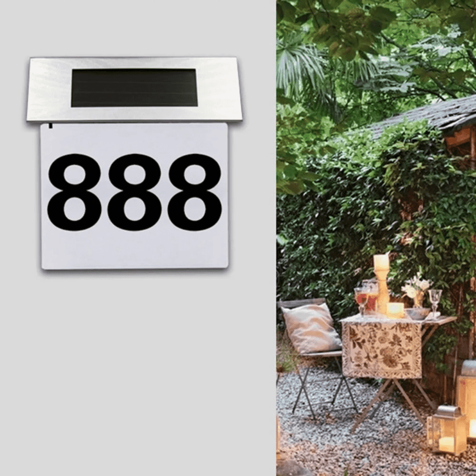 LED Solar House Number Lamp Garden House Address Sign Door Plate Wall ...