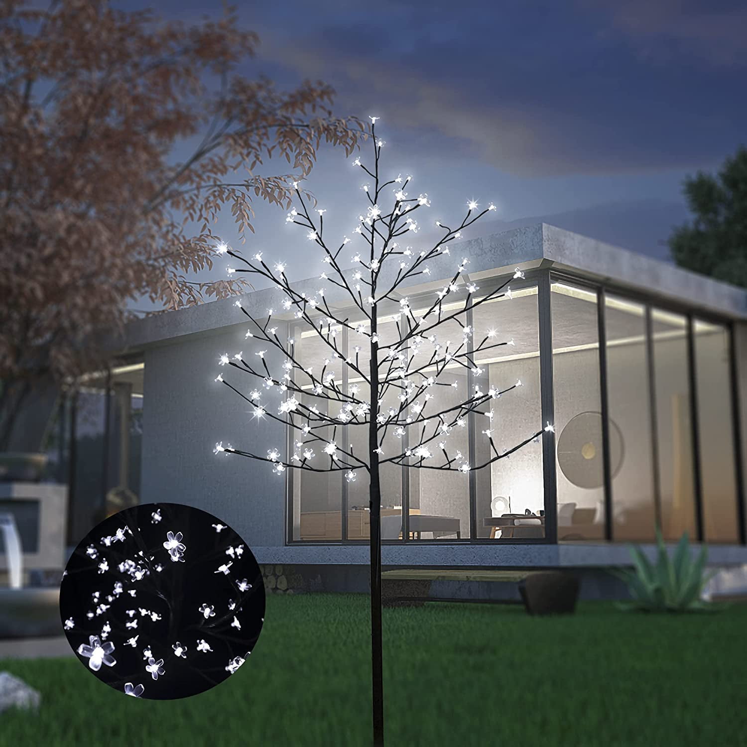 LED Solar Lighted Cherry Blossom Tree,6Ft Light up Cherry Tree Outdoor ...