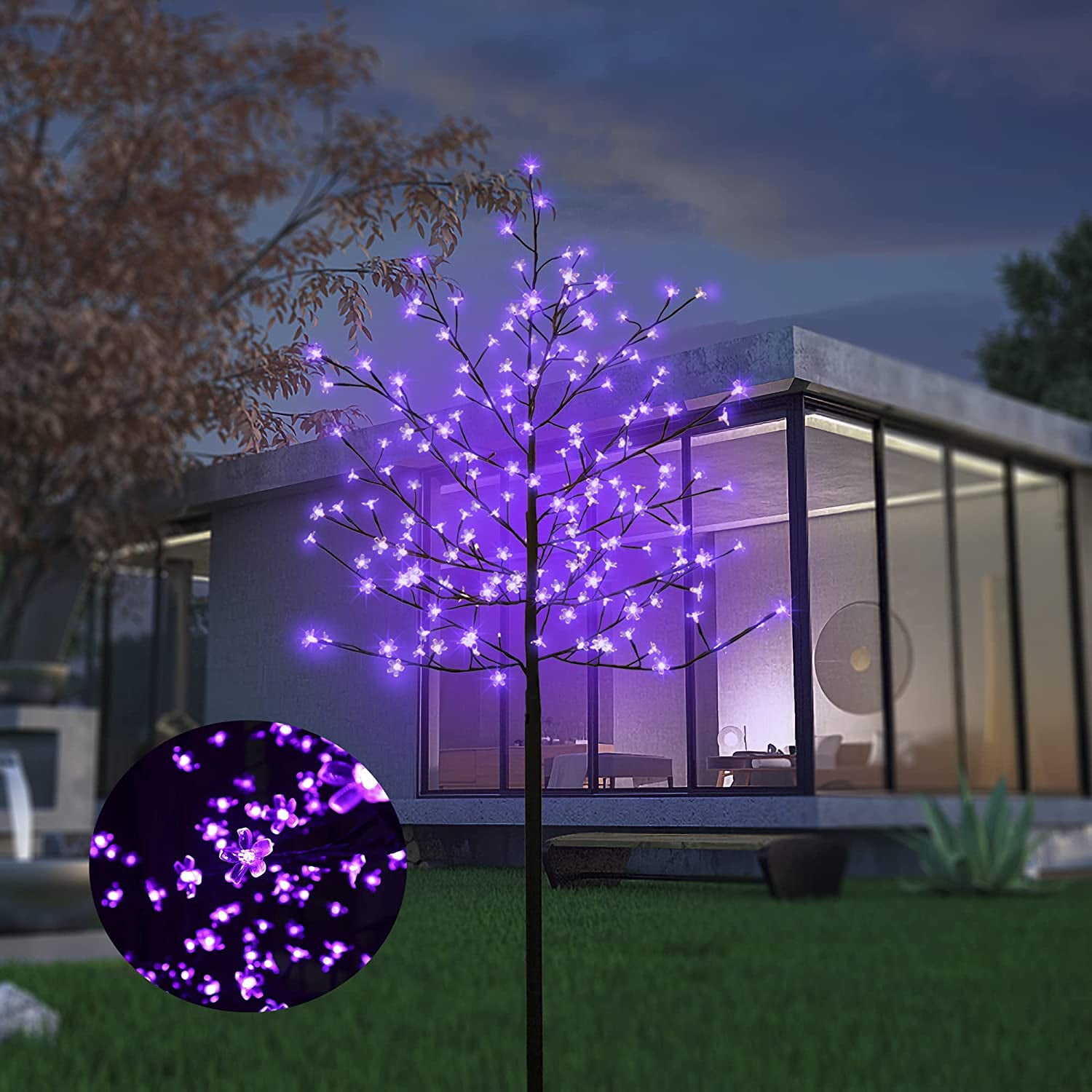 LED Solar Lighted Cherry Blossom Tree,6Ft Light up Cherry Tree Outdoor ...