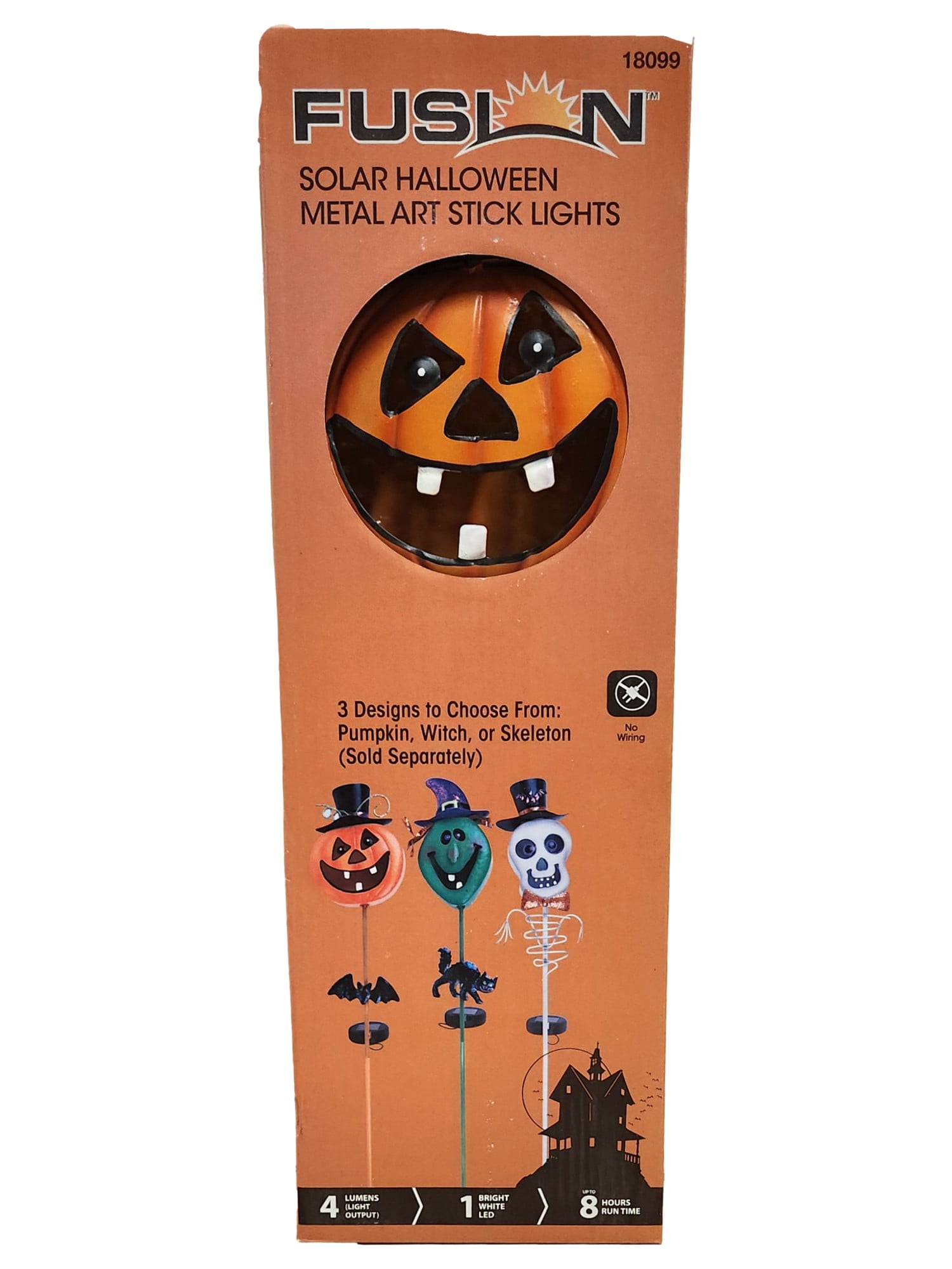 LED Solar Lighted Metal Pumpkin Pathway Marker Halloween Yard Stake ...