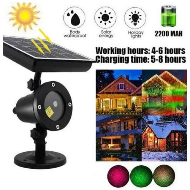 LED Solar Lights, Christmas Projector Laser Light, Festival Rotating ...