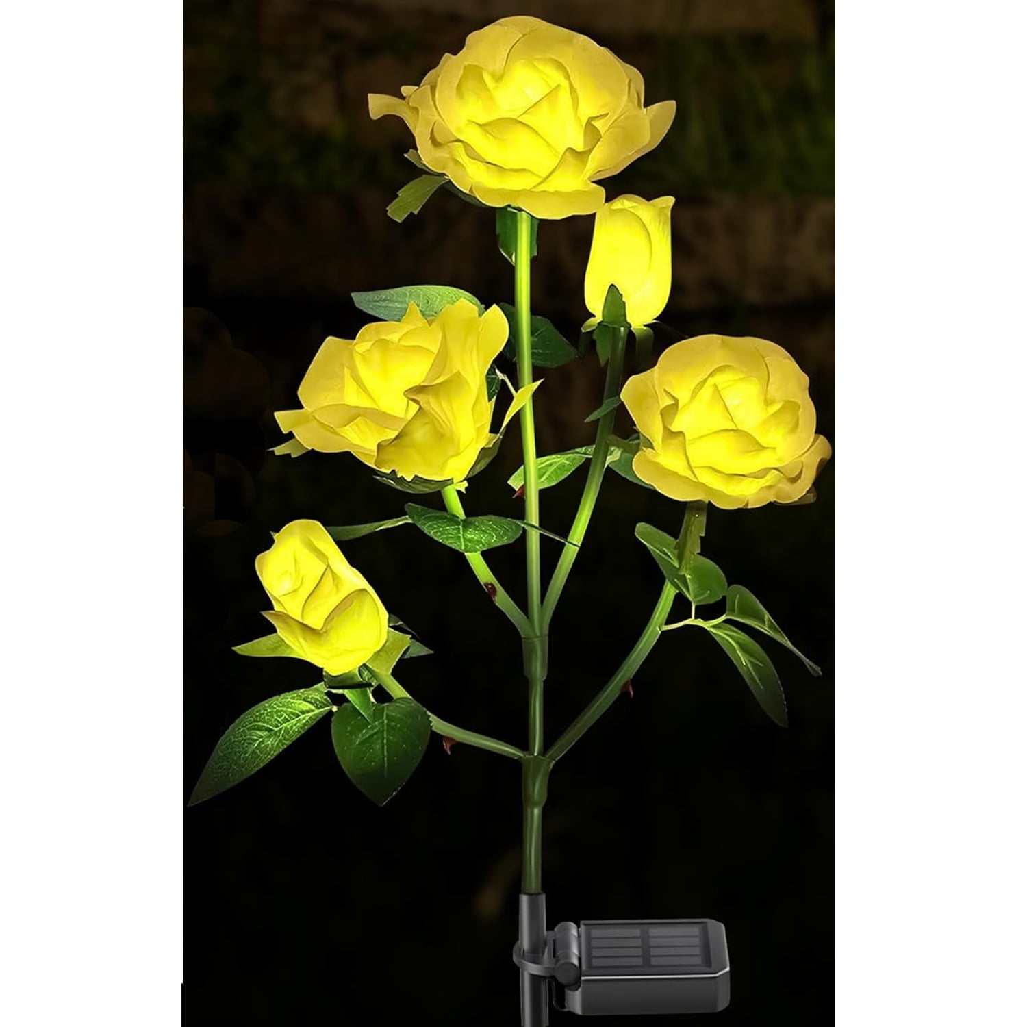 LED Solar Lights Outdoor Waterproof with 5 Roses, Soft Light, Charging ...
