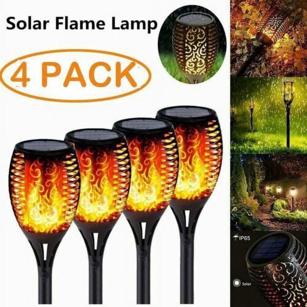 LED Solar Power Torch Light Flickering Flame Garden Pathway Yard Lamp ...