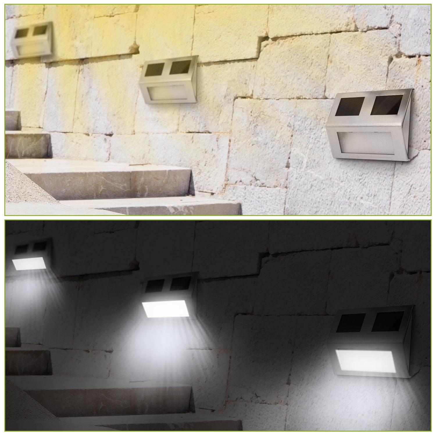 LED Solar Powered Wall Light, Dual Solar Panel, Moclever Wall Lamp ...