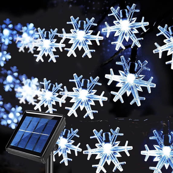 LED Solar Snowflake String Lights Outdoor Christmas Decorations ...