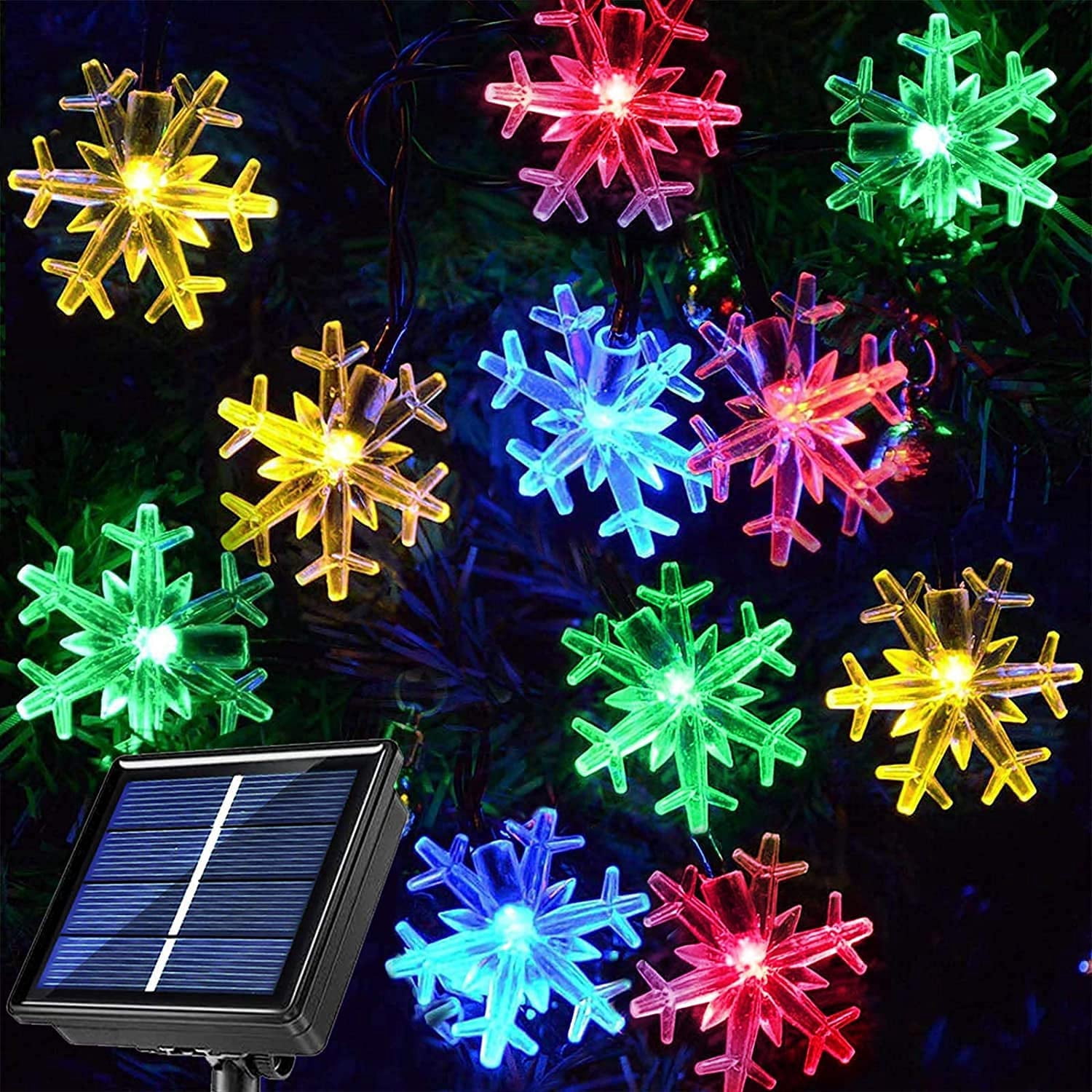 LED Solar Snowflake String Lights Outdoor Christmas Decorations ...