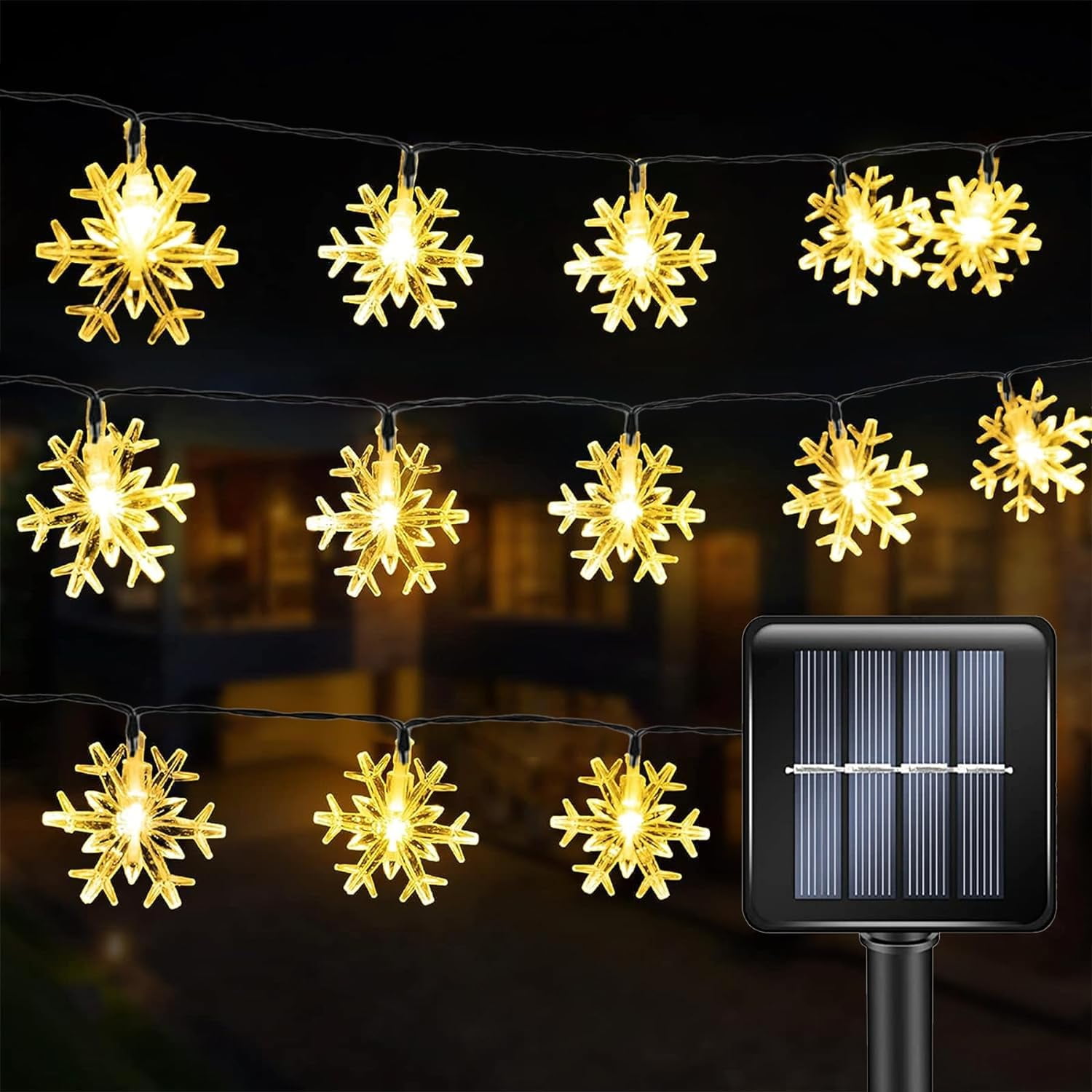 LED Solar Snowflake String Lights Outdoor Christmas Decorations ...