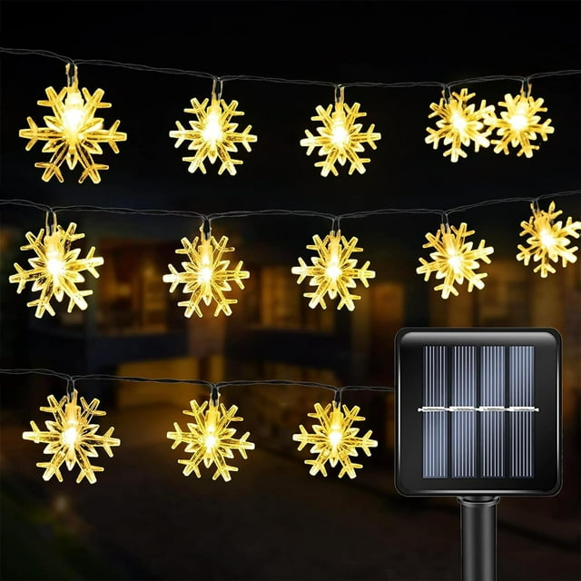 LED Solar Snowflake String Lights Outdoor Christmas Decorations ...