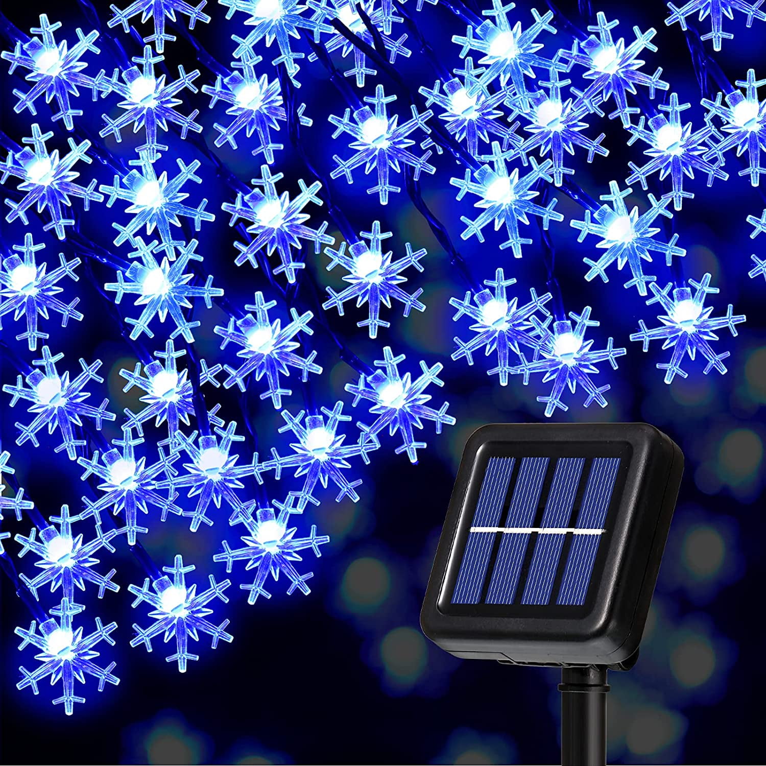 LED Solar Snowflake String Lights Outdoor Christmas Decorations ...