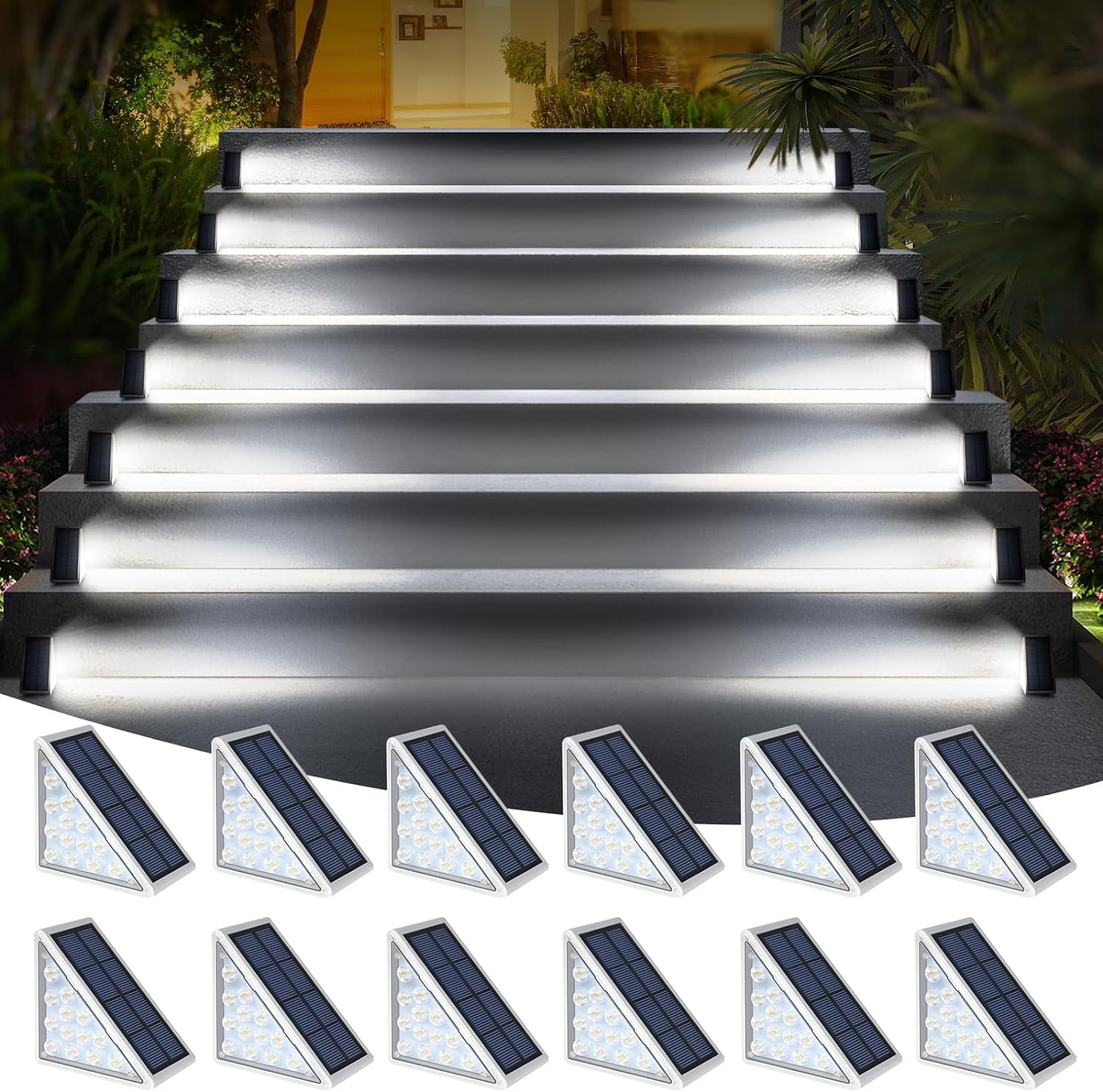 LED Solar Step Lights Waterproof Outdoor Stair Lights, Solar Deck ...
