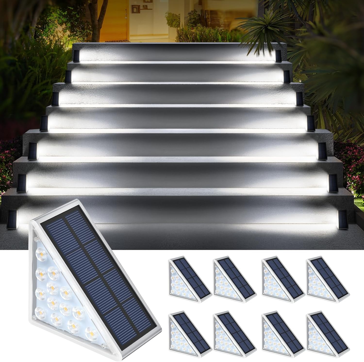 LED Solar Step Lights Waterproof Outdoor Stair Lights, Solar Deck ...