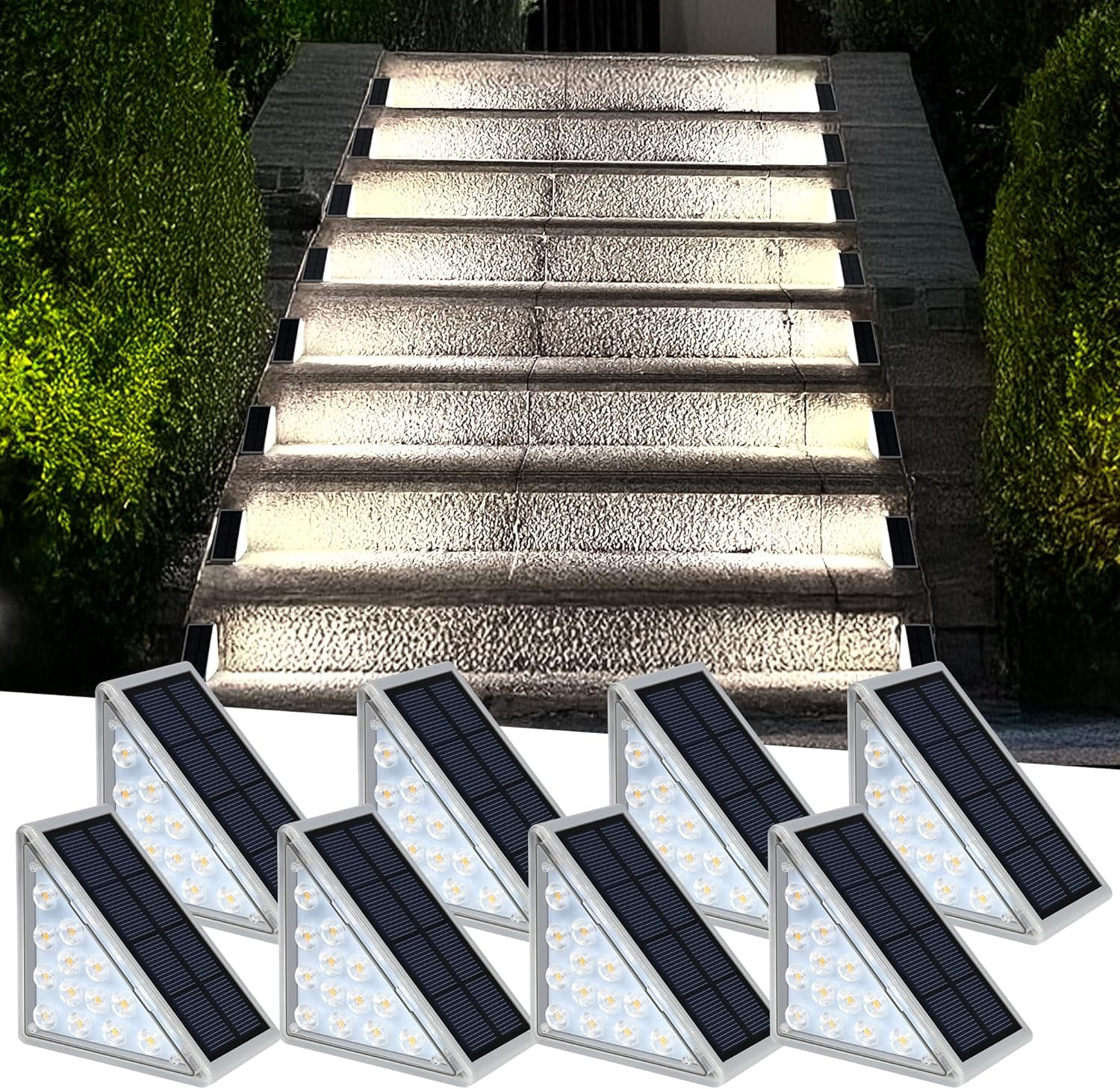 LED Solar Step Lights Waterproof Outdoor Stair Lights, Solar Deck ...