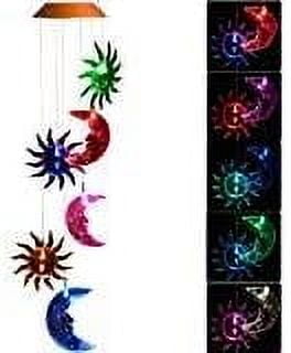 LED Solar Sun and Moon Wind Chimes Outdoor - Waterproof LED Changing ...
