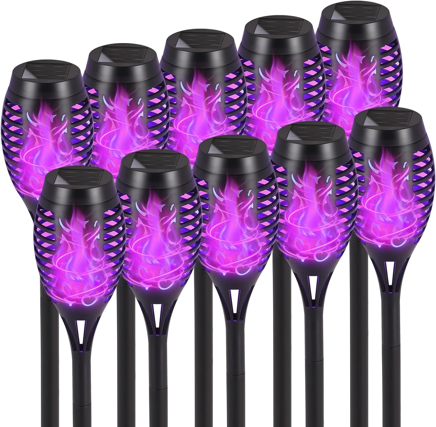 LED Solar Torch Flame Lights-10PCS, Outdoor Waterproof Lawn Lights W ...