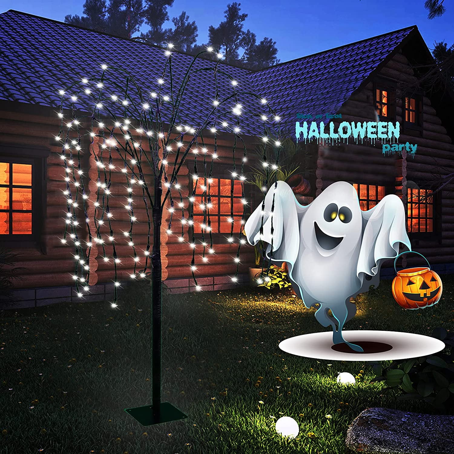 LED Solar Willow Tree Lights Outdoor,4.6Ft Lighted Weeping Willow Tree ...