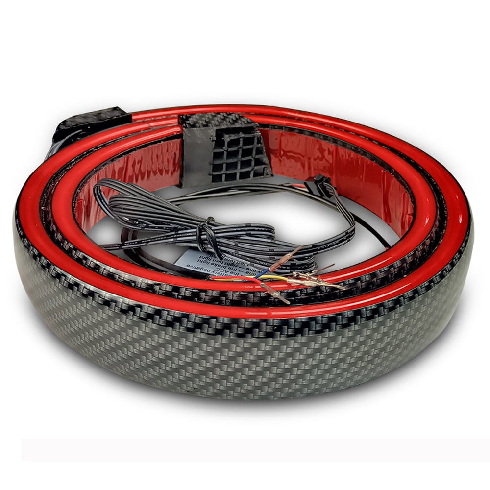 LED Spoiler Universal Rear Lip Kit Carbon Fiber Brake Light Strip 1.2m ...