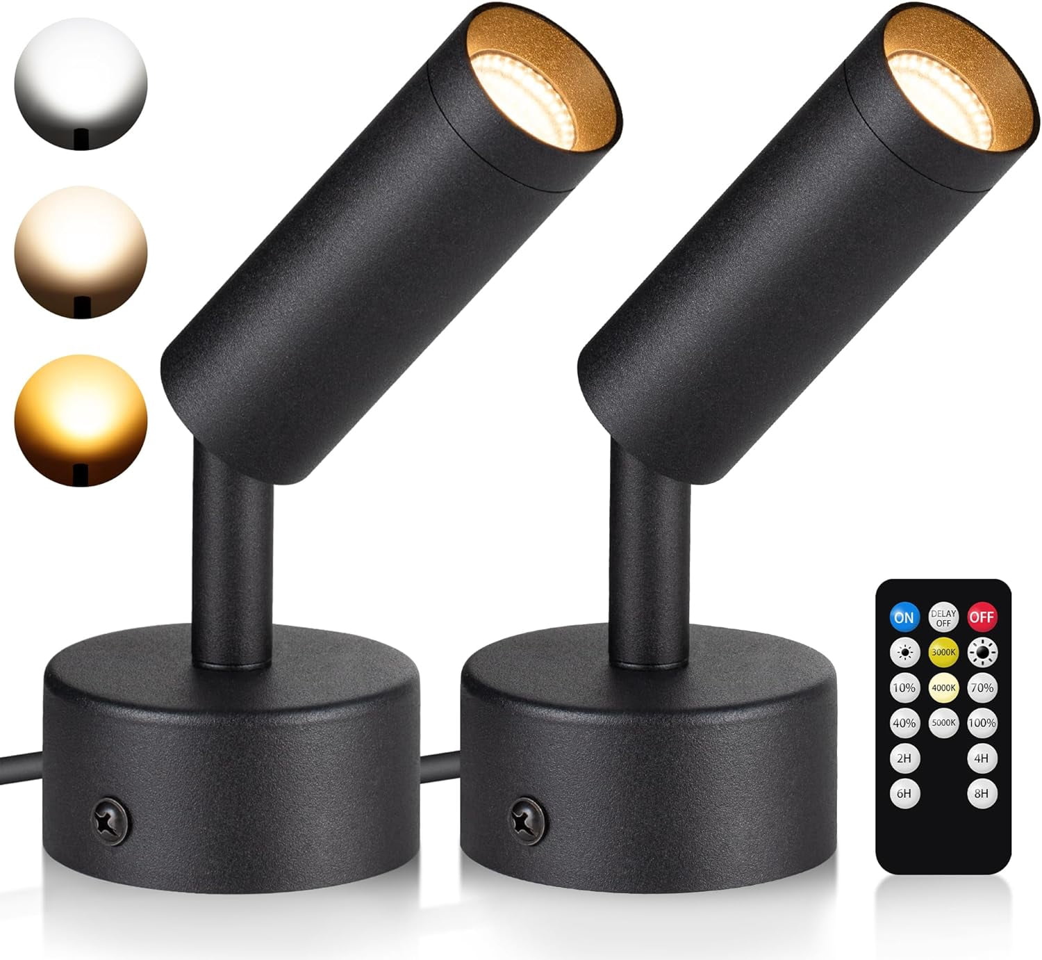 LED Spot Lights Indoor 3W Up Lights Indoor with Timer and Remote 3000K ...