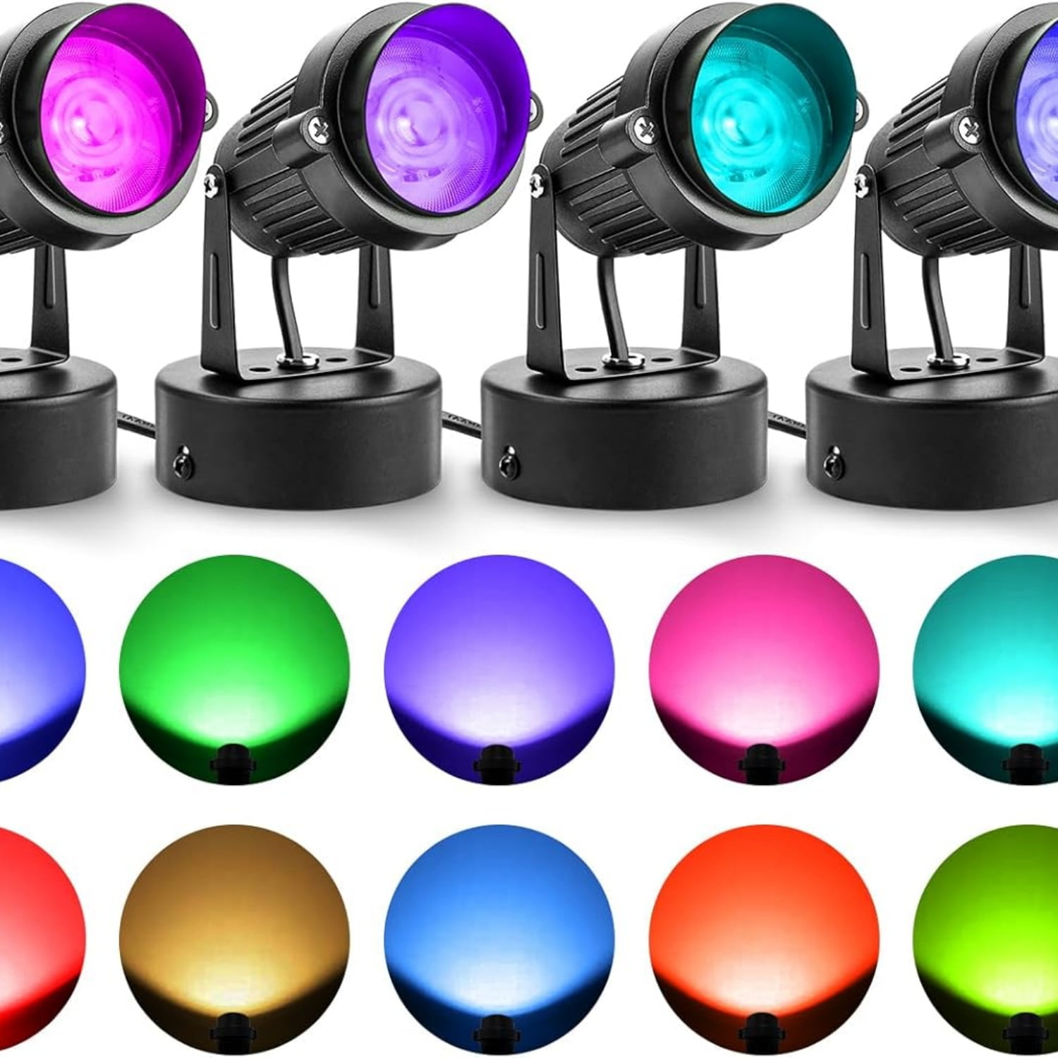 LED Spot Lights Indoor RGB Up Lights with Remote, 120V 10W Uplighting ...