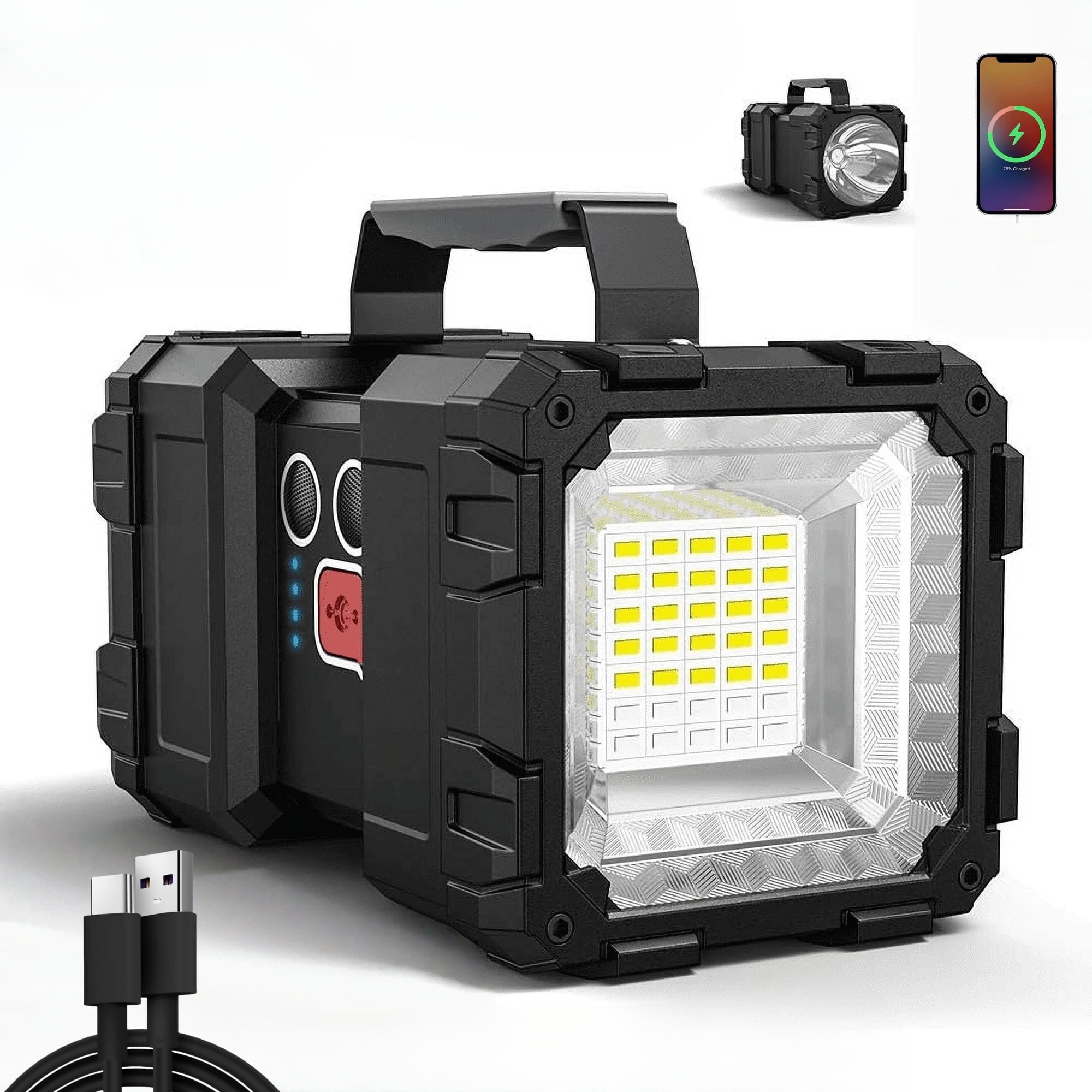 CZPING LED Spotlight Flashlight Rechargeable 12000 Lumens Waterproof ...