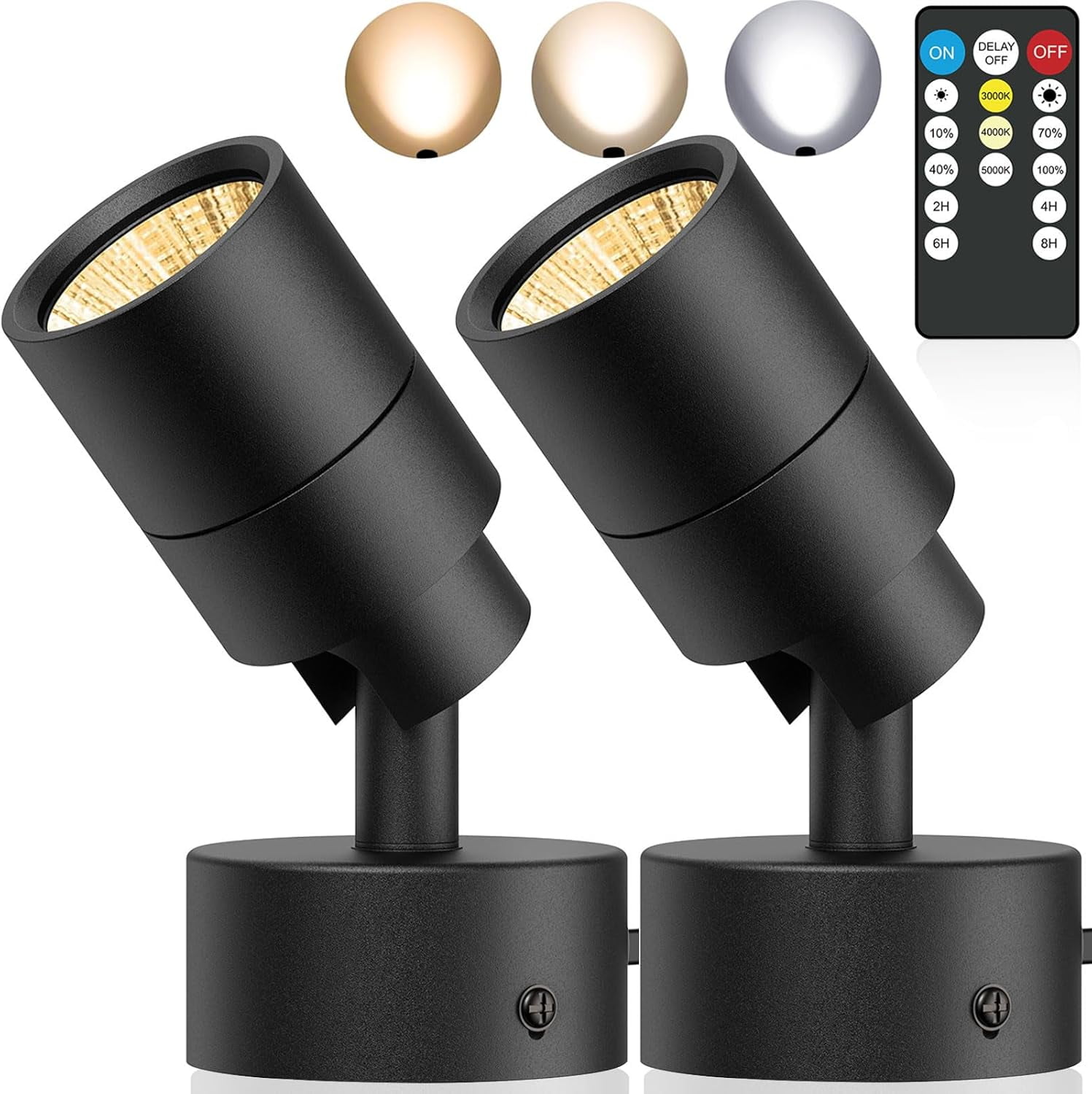 LED Spotlight Indoor 2 Pack, 5W Adjustable LED Up Lights with Remote ...