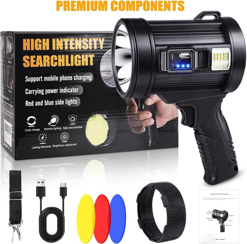 LED Spotlight Rechargeable Bright LED Spotlight Flashlight, Long ...