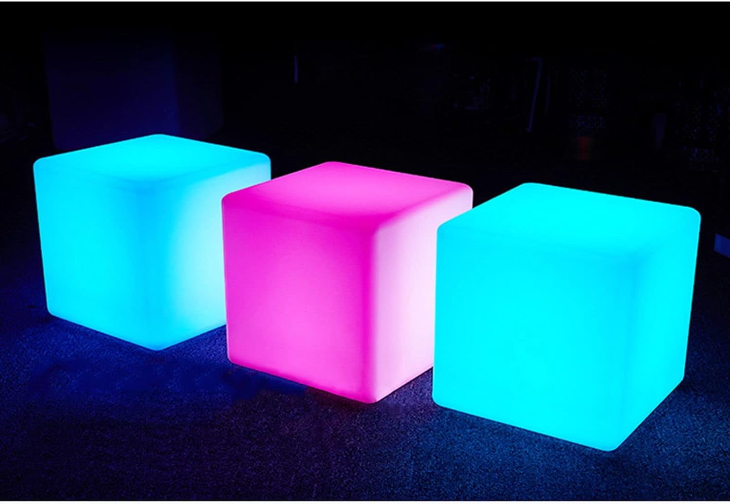 LED Square Glowing Cube Stool Chair Light RGB 16 Colors Waterproof ...