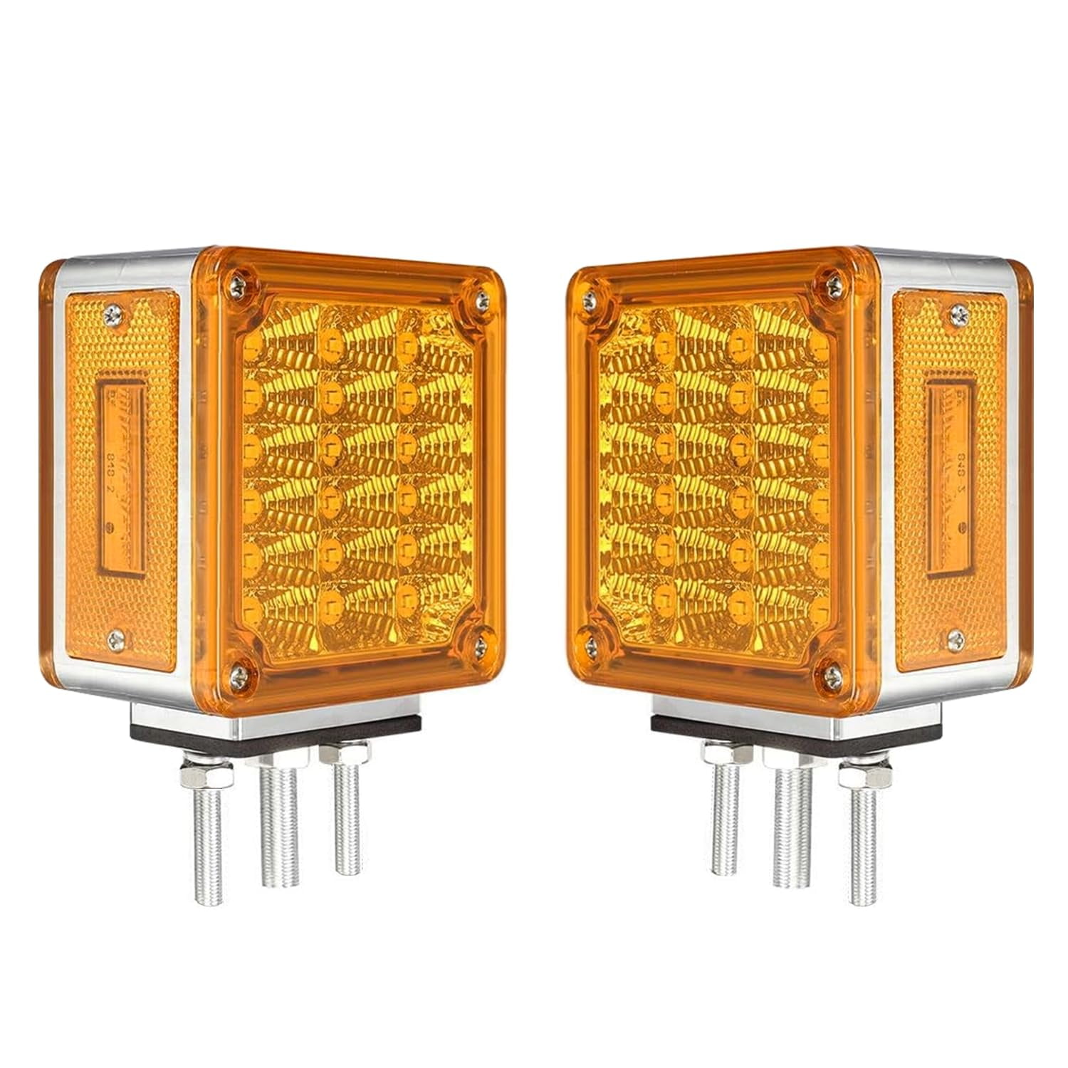 LED Square Pedestal Truck IFF17 Lights - 2PCS 39-LED Face Amber Side ...